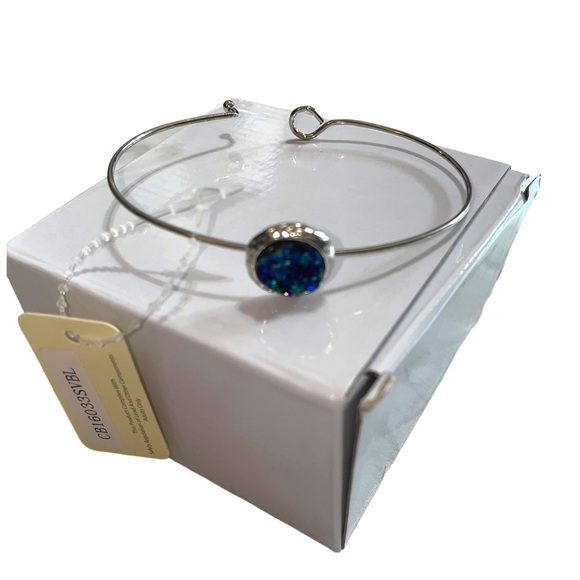 envy | Jewelry | Nwt Envy Silver Bangle Bracelet With Blue Stone | Poshmark